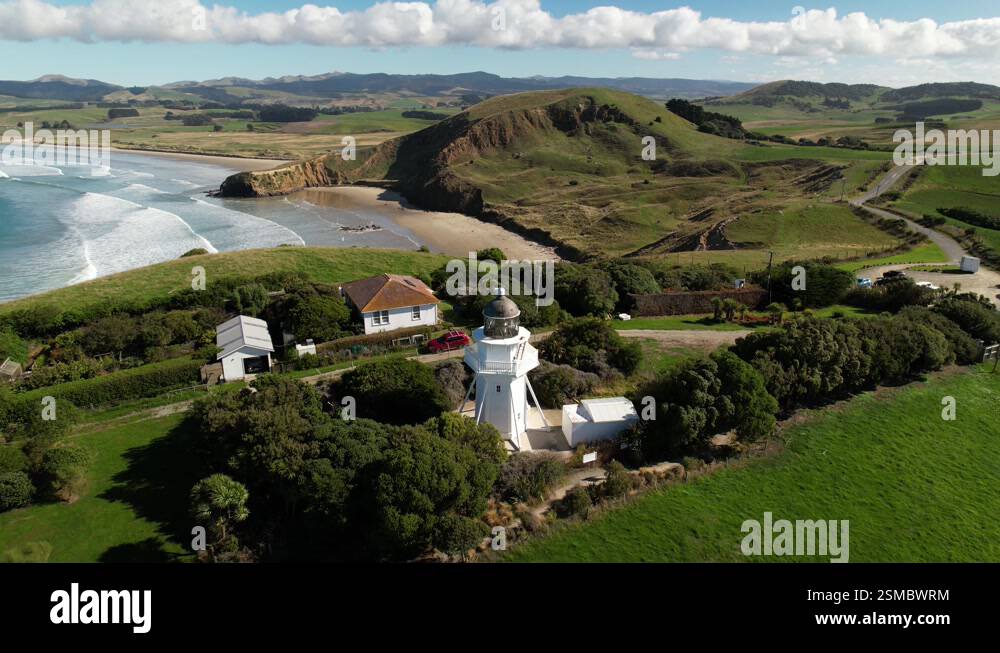 Katiki Point lighthouse drone reveal of Tourist Attraction and East ...