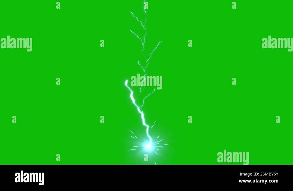 Visual effects, VFX, thunder strikes , electric energy on green screen ...