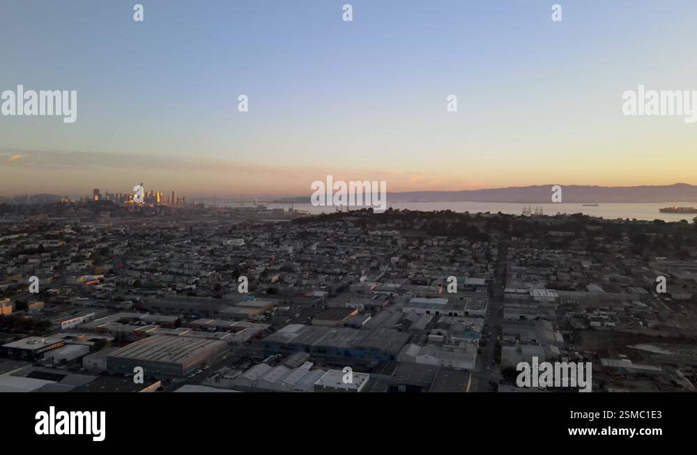 A peaceful drone flight pans over a San Francisco neighborhood ...