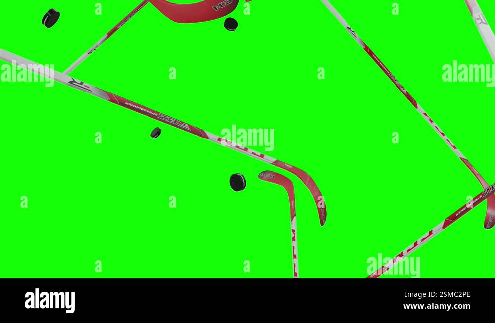 Professional Ice Hockey Stick | Hockey puck Falling on Green Screen ...