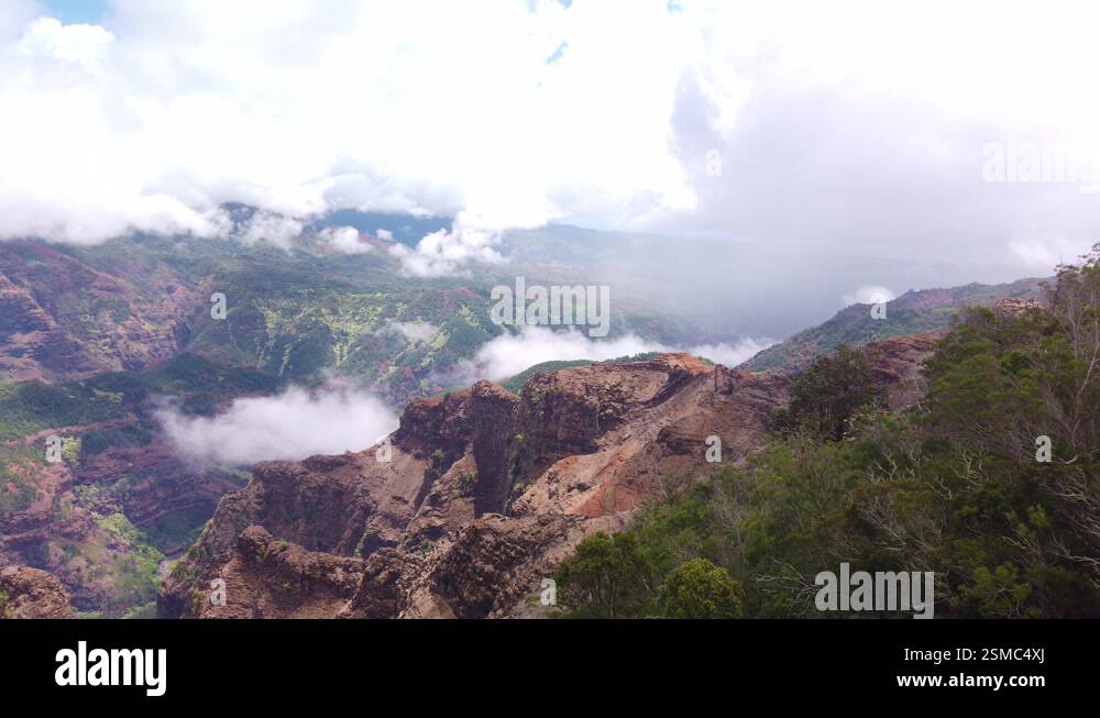 Gimbal wide panning shot from a scenic viewpoint overlooking colorful ...