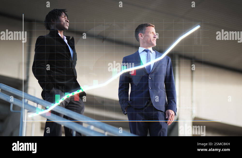 Positive price trend on curve chart animation in front of business ...