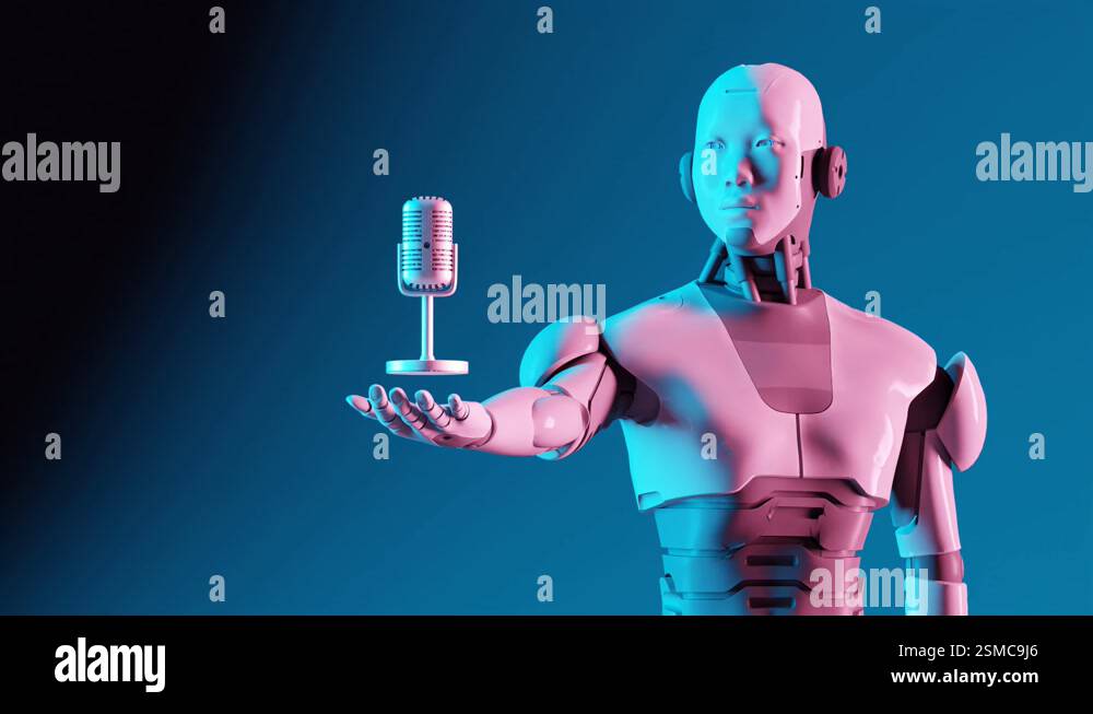 Medical Robot Holding Microphone, 3D Render, Humanoid Robot, Robotics ...