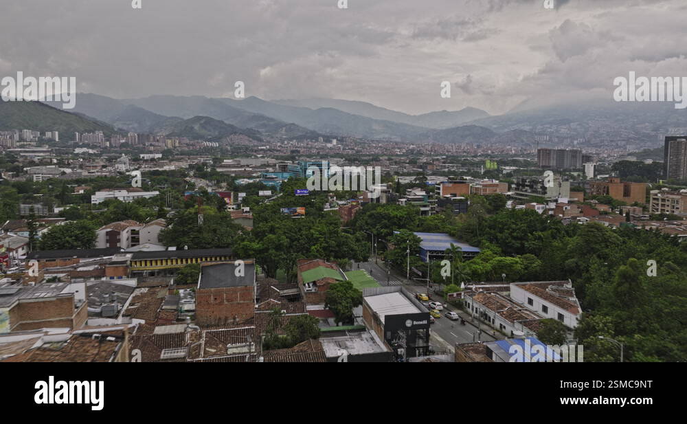 Medellin Colombia Aerial v2 flyover El Poblado and Astorga upscale ...