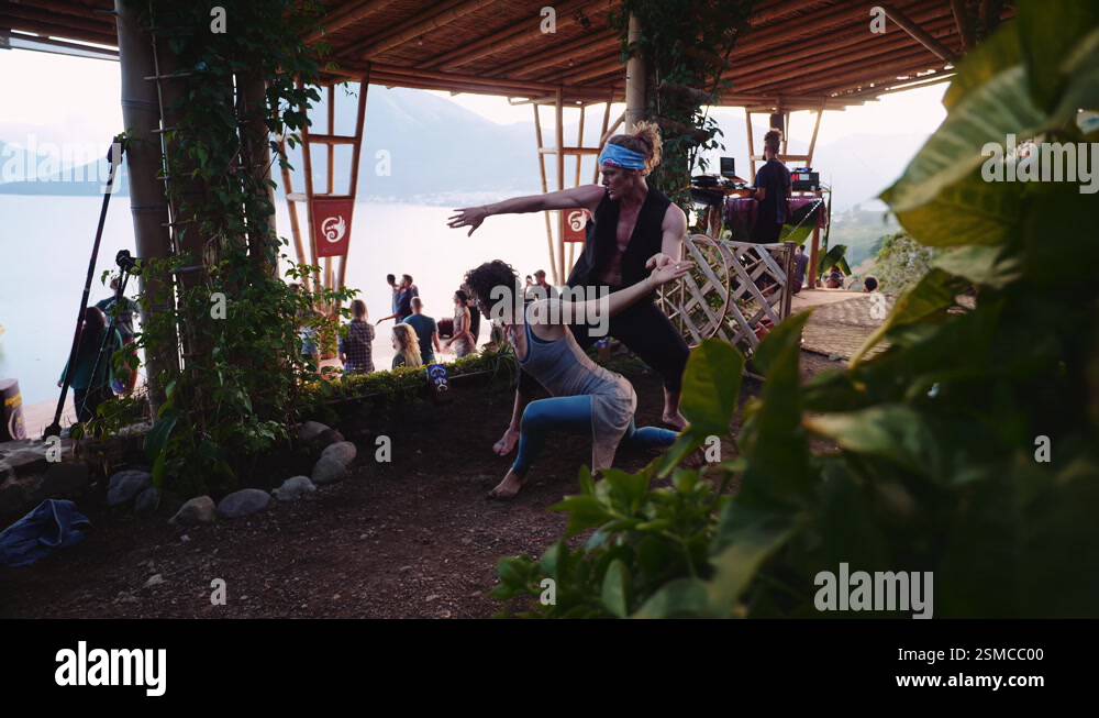 Couple contact dancing at ecstatic music festival in Guatemala Stock ...