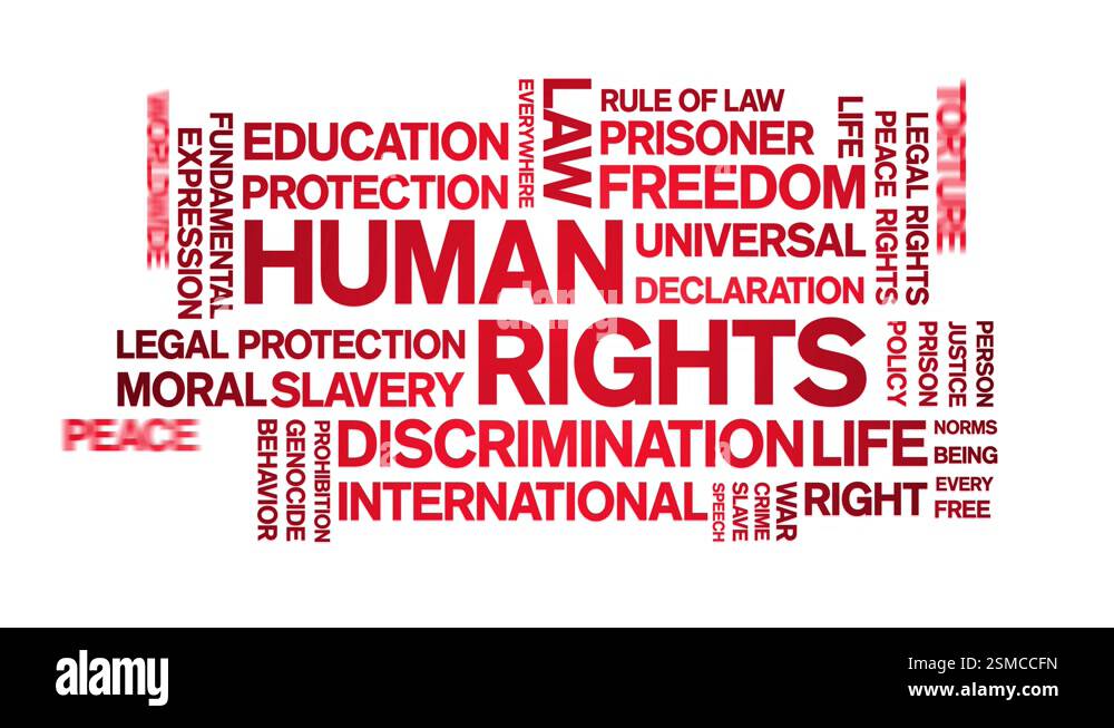Human Rights animated word cloud,animation tag kinetic typography ...
