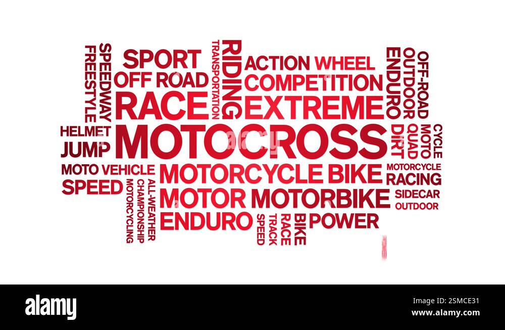 Motocross animated word cloud,animation tag kinetic typography seamless ...