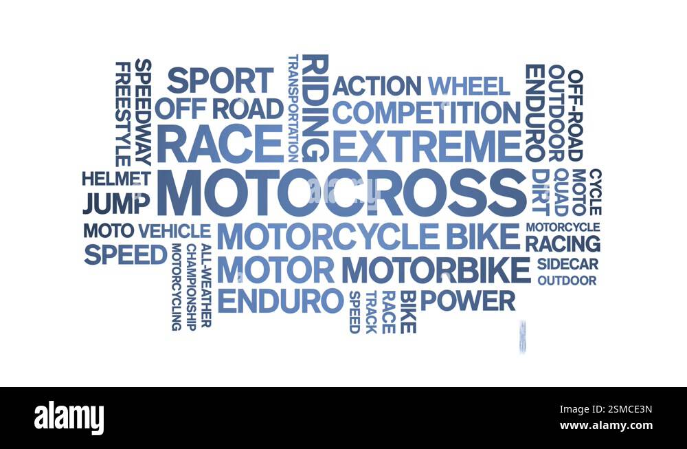 Motocross animated word cloud,animation tag kinetic typography seamless ...