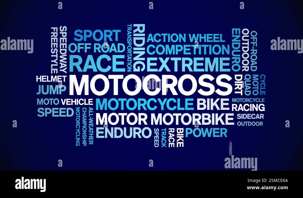 Motocross animated word cloud,animation tag kinetic typography seamless ...