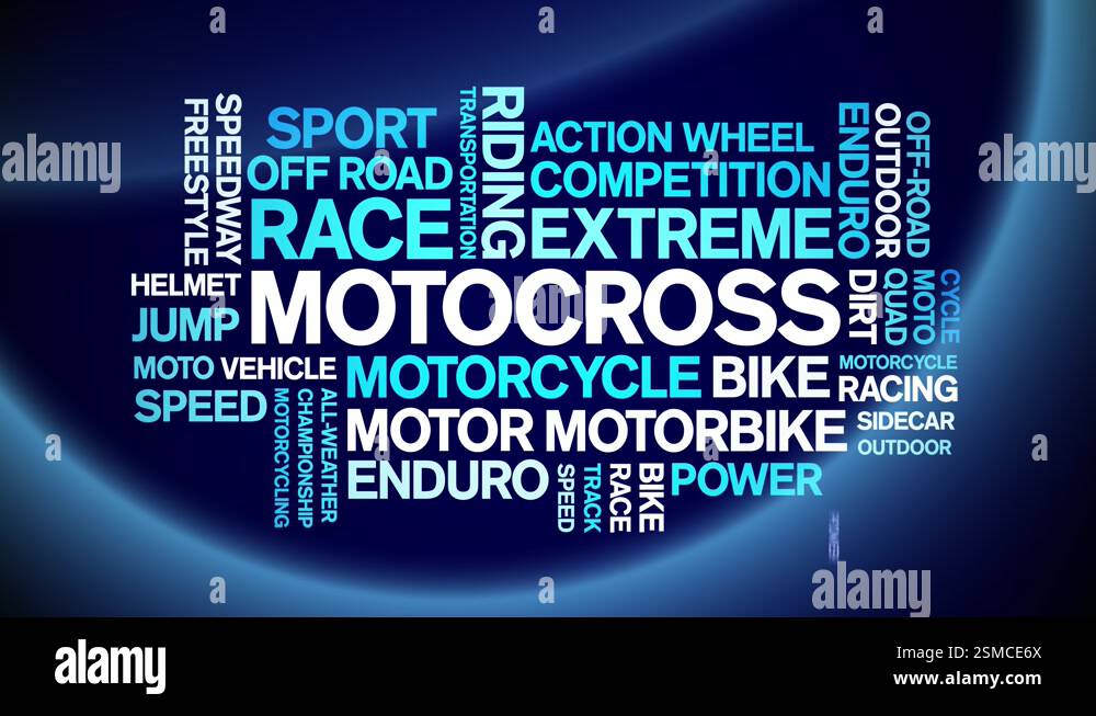 Motocross animated word cloud,animation tag kinetic typography seamless ...