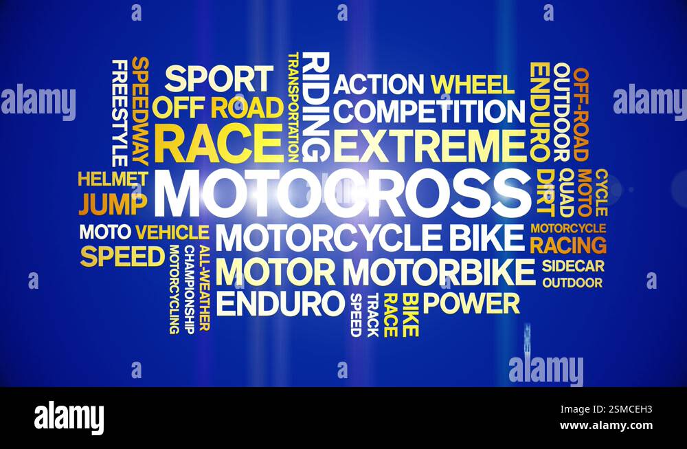 Motocross animated word cloud,animation tag kinetic typography seamless ...