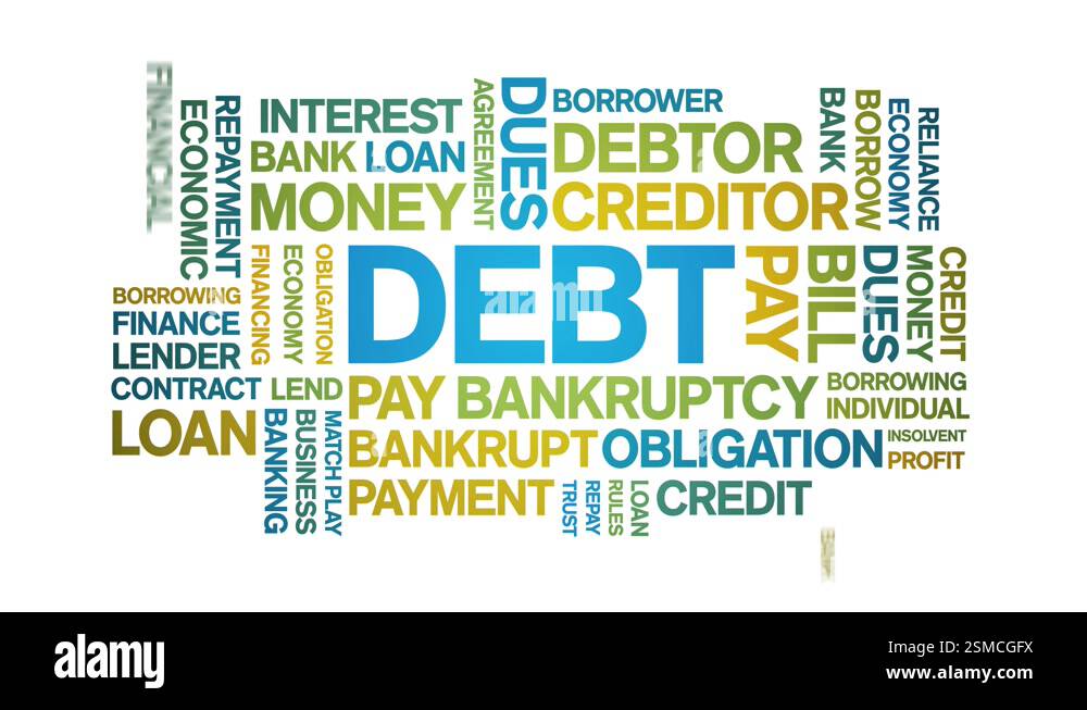 Debt animated word cloud,animation tag text kinetic typography seamless ...