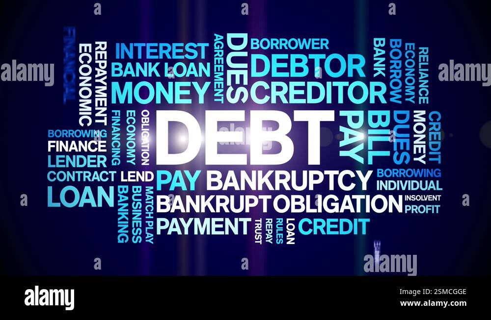 Debt animated word cloud,animation tag text kinetic typography seamless ...
