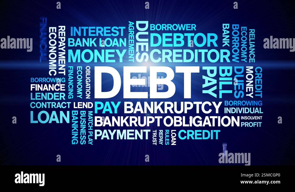 Debt animated word cloud,animation tag text kinetic typography seamless ...