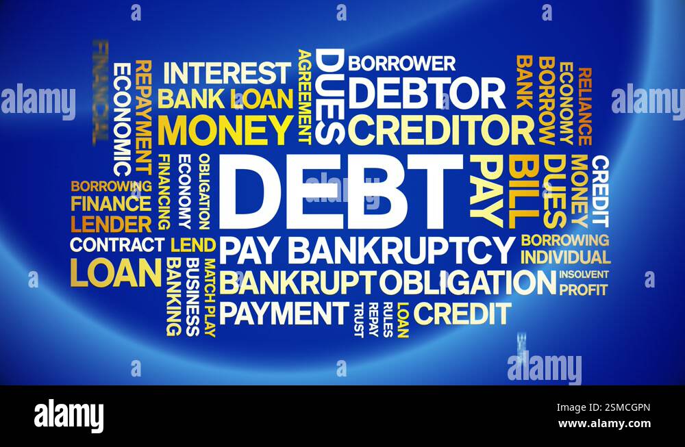 Debt animated word cloud,animation tag text kinetic typography seamless ...