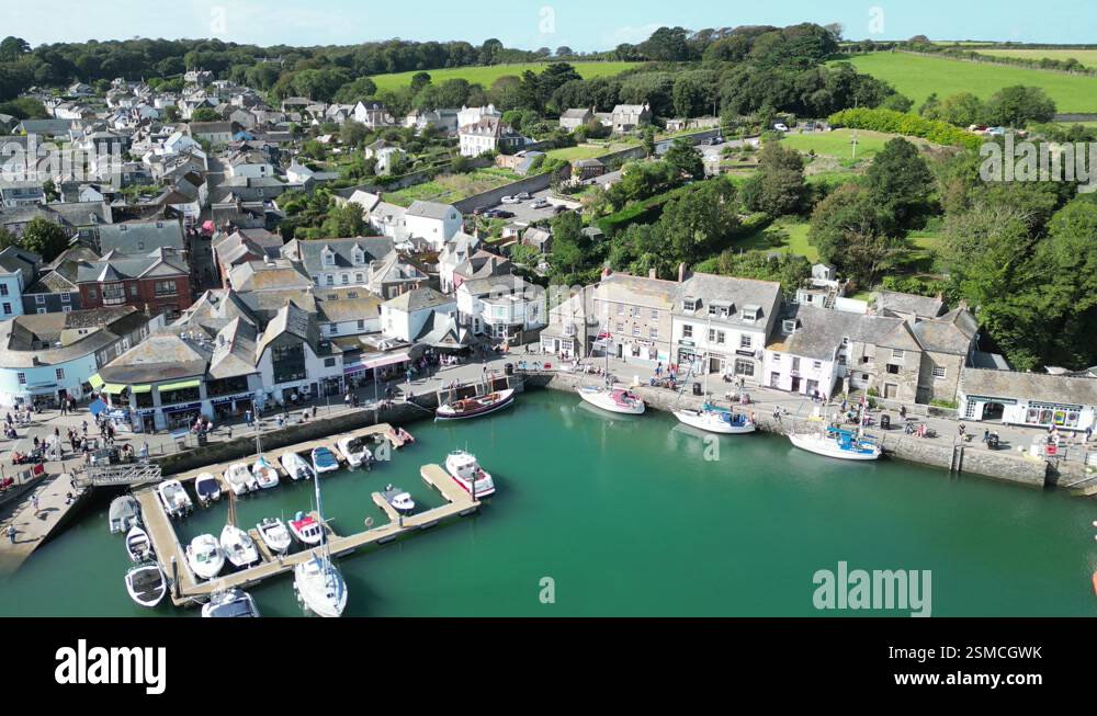 Busy Quayside Padstow Cornwall UK drone , aerial , view from air 4K ...