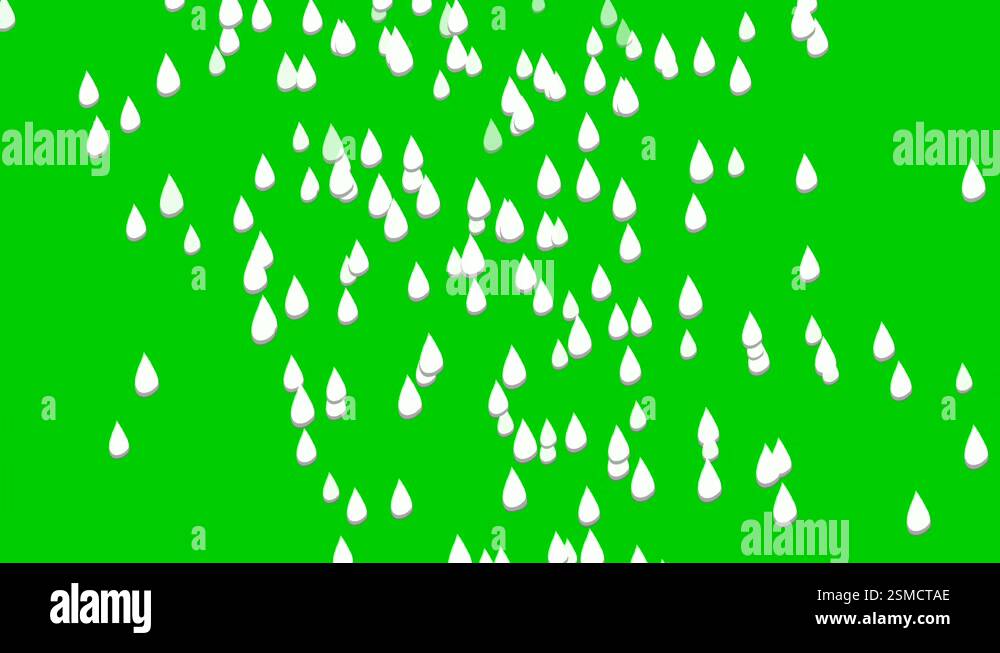 Rain water drop animation motion graphics on green screen background ...