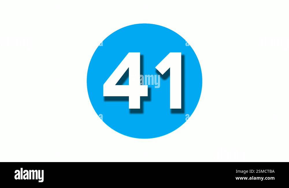 Number 41 forty one sign symbol animation motion graphics on blue ...