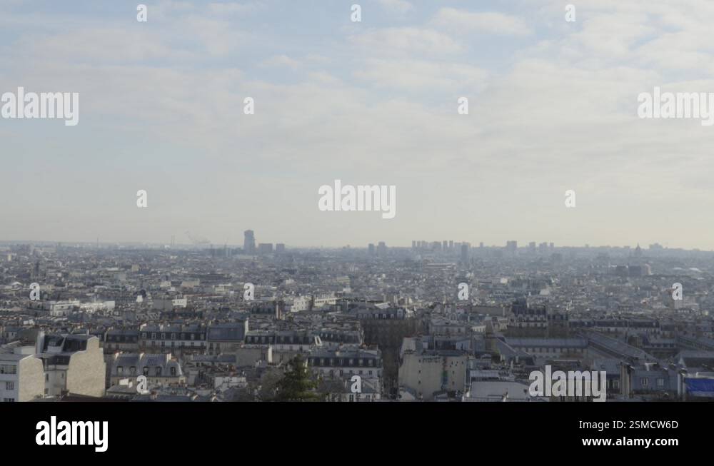 Skyline and horizon of the city of Paris in height. Cloudy day Stock ...