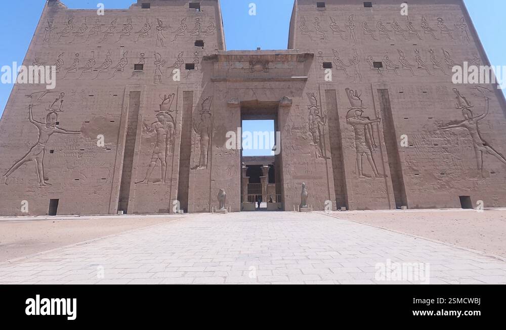 First Pylon At Main Entrance Of Temple Of Edfu In Edfu, Egypt. low ...