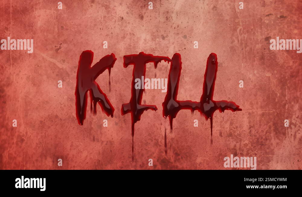 Bloody animation of the terrifying word kill horror concept on grunge ...