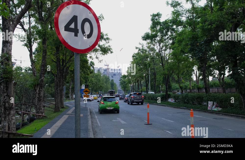View of a narrow and not so busy street in a city government office ...
