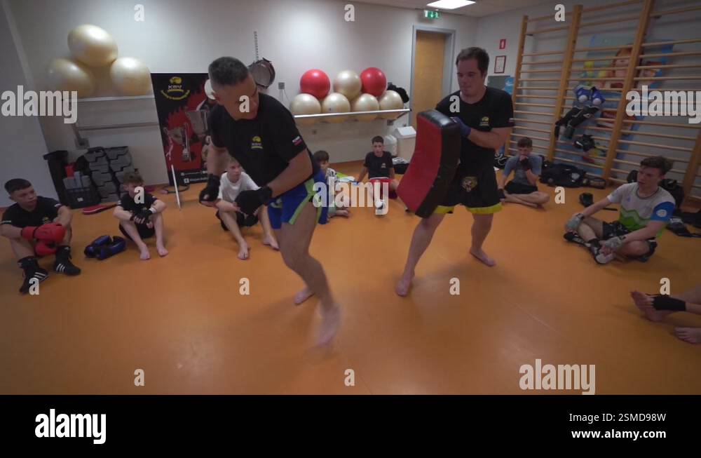 Slow motion video of a young boxer. children training for boxing game ...