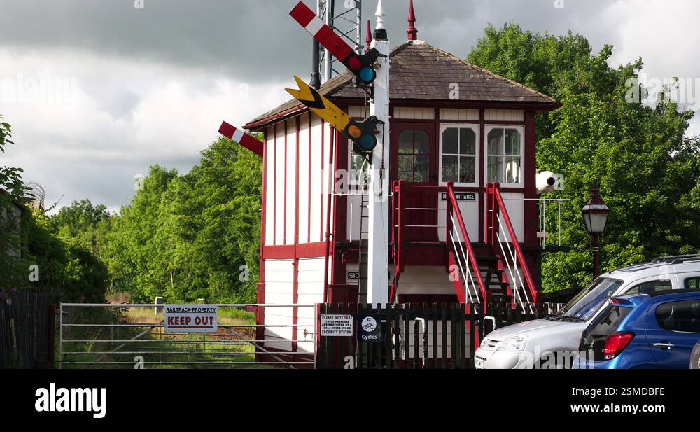 A signal box on the platform at Settle Station on the Settle-Carlisle ...