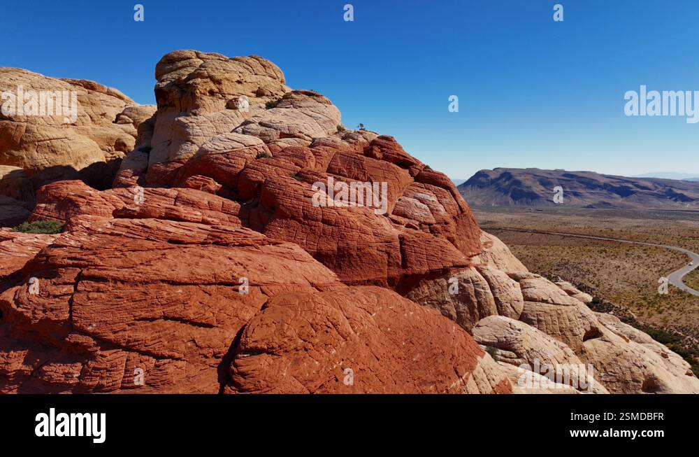The famous red rocks and beige sandstones at red Rock Canyon Stock ...