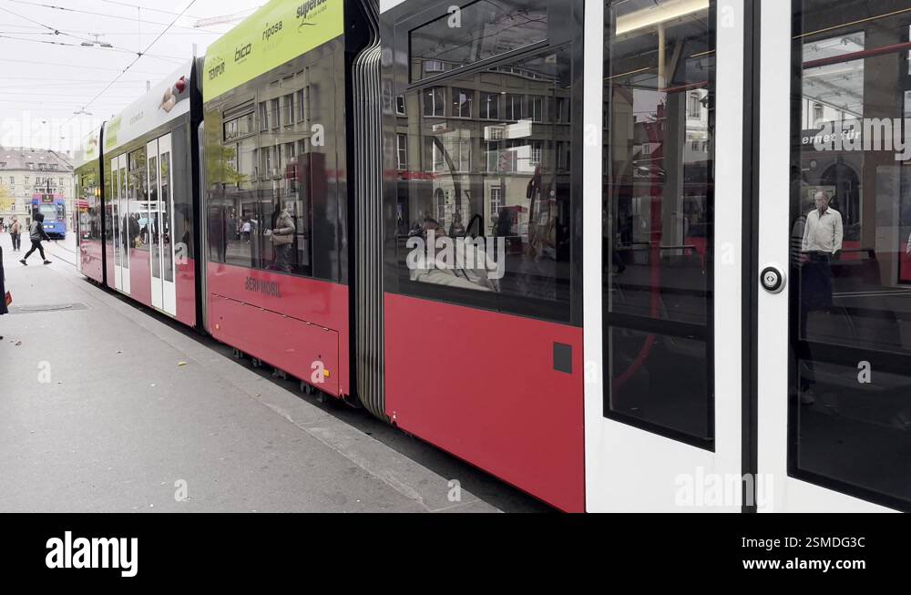 The public transit station or stop in the city of Bern in Switzerland ...
