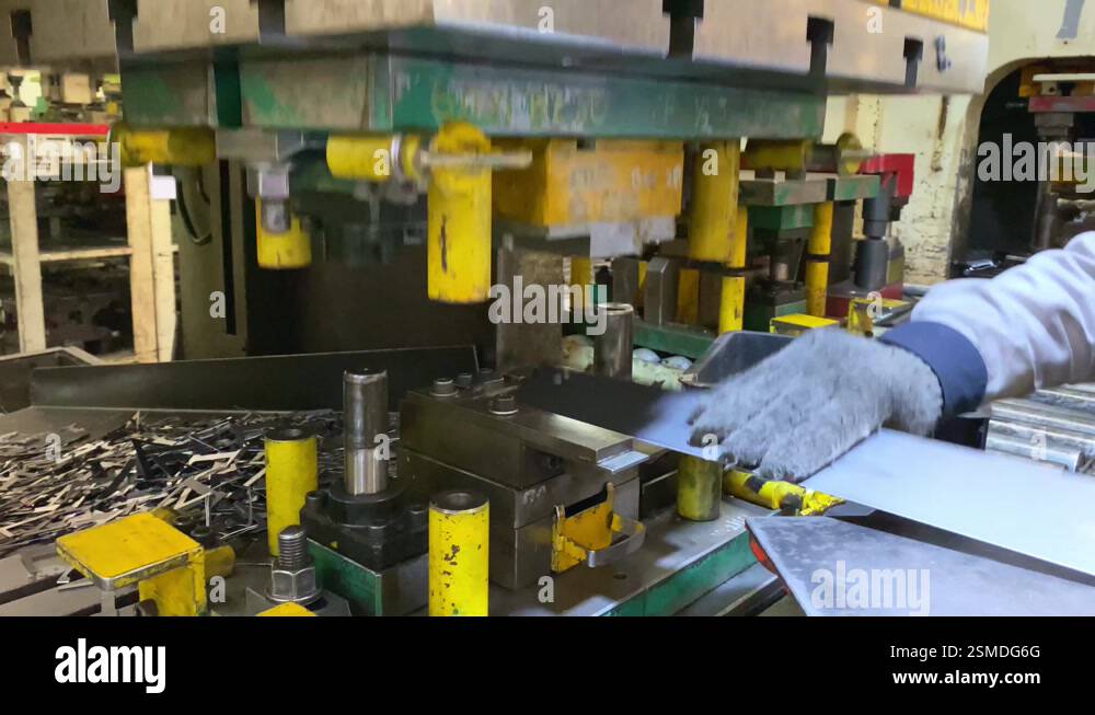 Making press part using hydraulic press machine from iron plate sheet ...