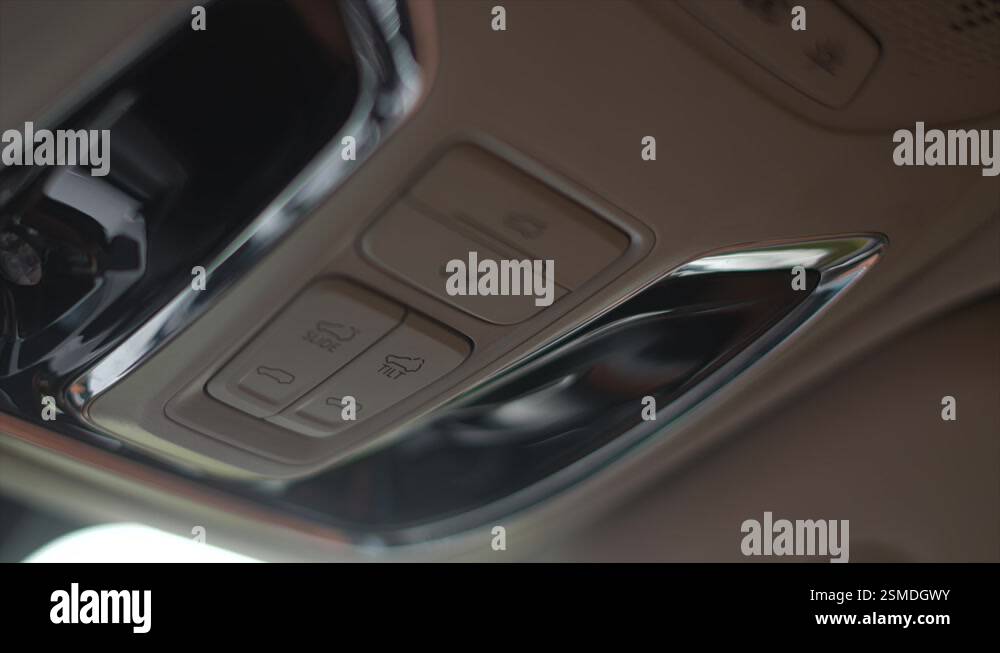 panoramic roof button, sunroof, modern automobile int Stock Video ...