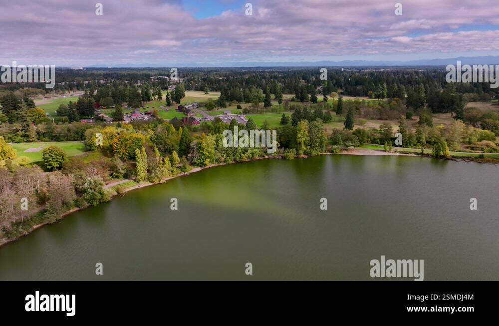 Idyllic Scene Of Waughop Lake In Fort Steilacoom Park Near Lakewood ...