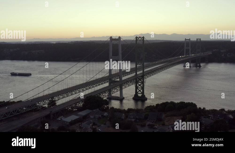 Twin Bridges Spanning The Tacoma Narrows Strait of Puget Sound In ...