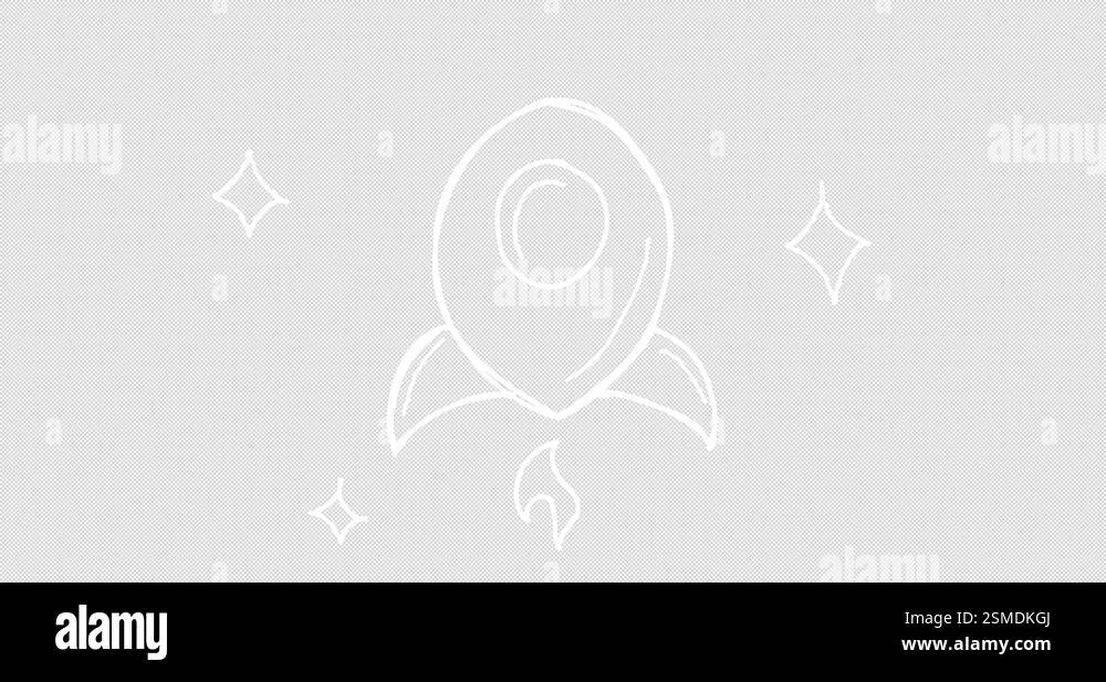 Simple rocket animation template, with children's hand-drawn style ...