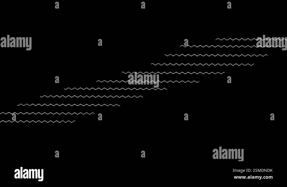 Animated white distorted lines on black background for intro. 4k ...