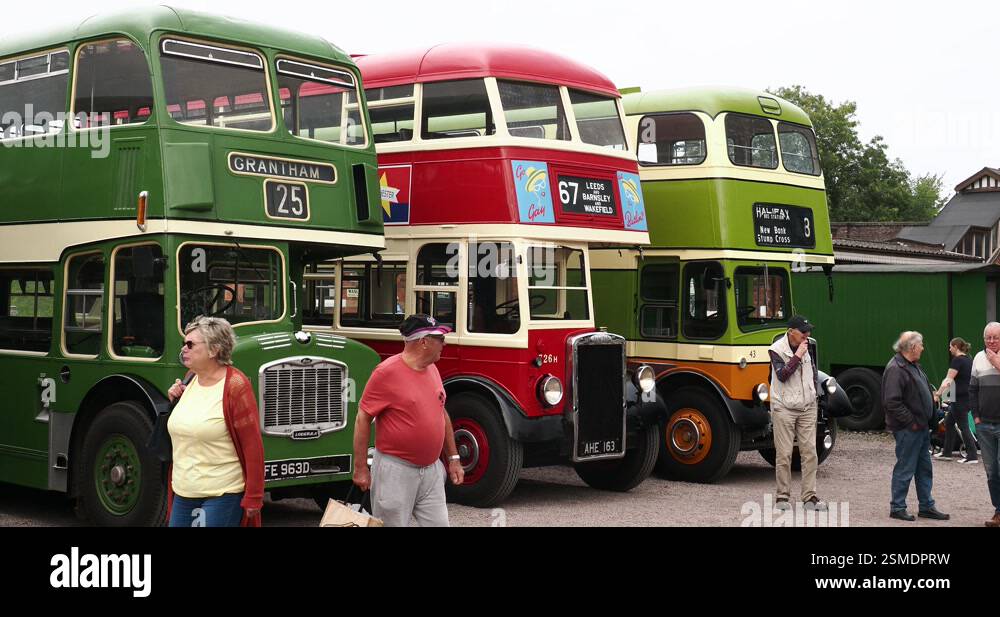 A vintage bus rally at the Quorn and Woodhouse railway station in Quorn ...