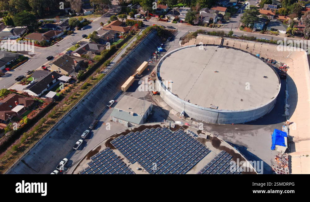 Water storage tanks in Santa Cruz, California - one with solar panels ...