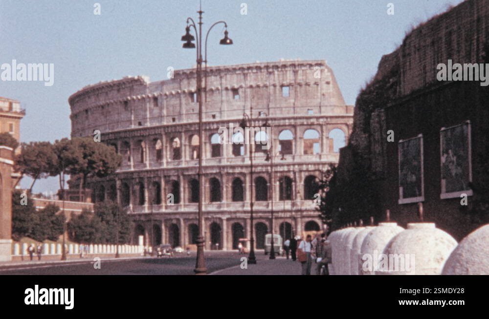 Traffic and Pedestrians in Front of the Colosseum in Rome in 1960s ...