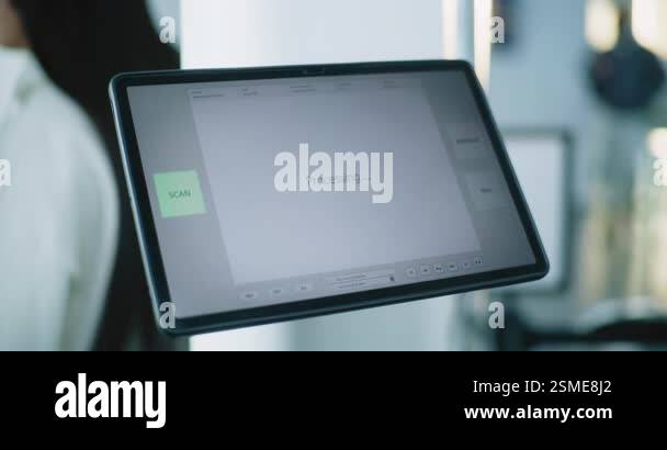 Advanced Security System in Airport: Tablet Computer Screen Displaying ...