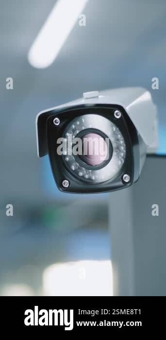 Advanced Airport Security System: Close Up of Installed CCTV Camera ...