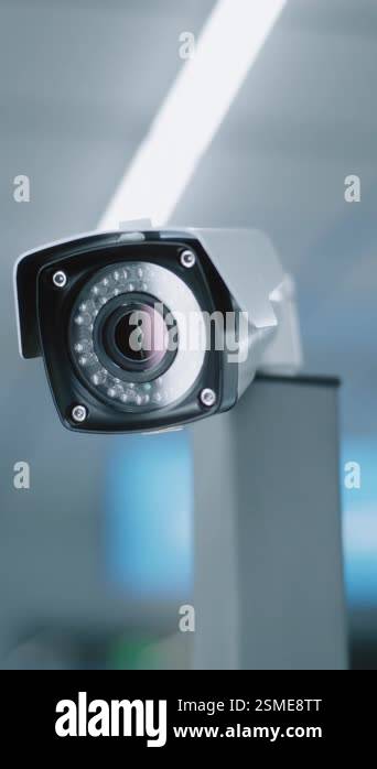 Advanced Airport Security System: Close Up of Installed CCTV Camera ...