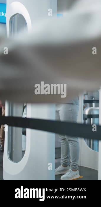 Airport Terminal: Happy Family Walking Through Metal Detector Scanner ...
