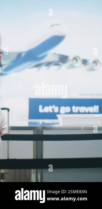 Security Checkpoint in Airport Terminal: Diverse People Walking Through ...