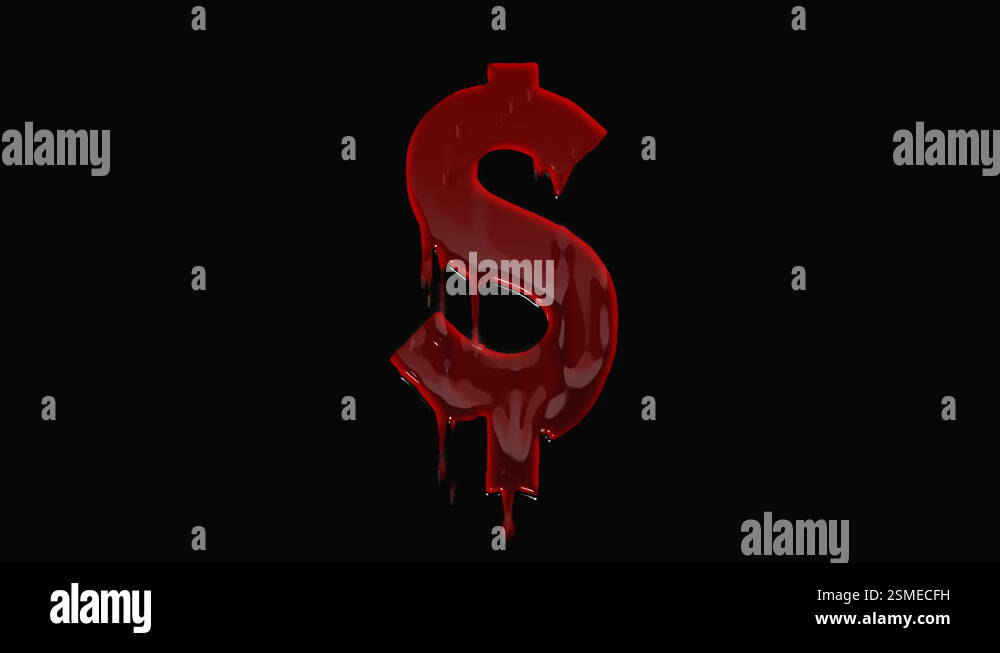 Bloody dollar creepy symbol on black background. Financial crisis ...
