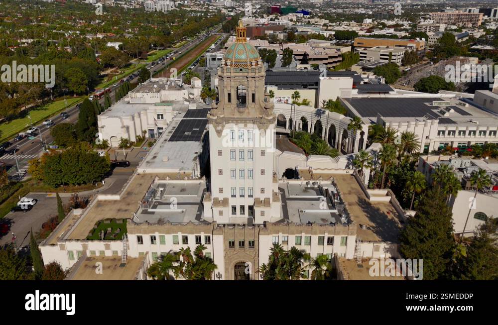Beverly Hills City Hall Police Department and Civic Center from above ...