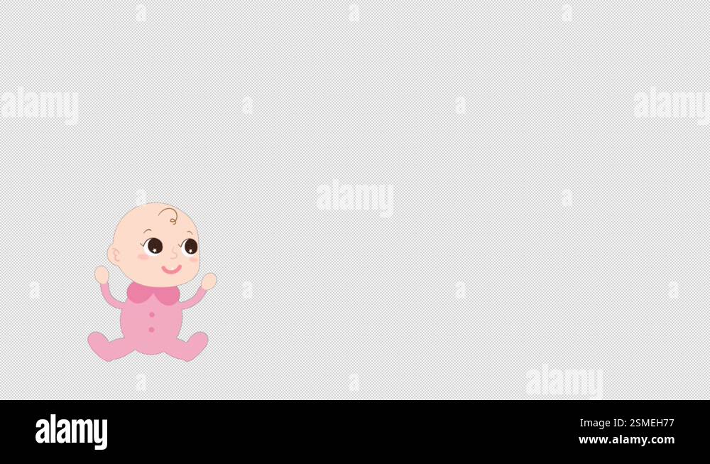 2D Cartoon Little Baby Animation Alpha Channel Stock Video Footage - Alamy