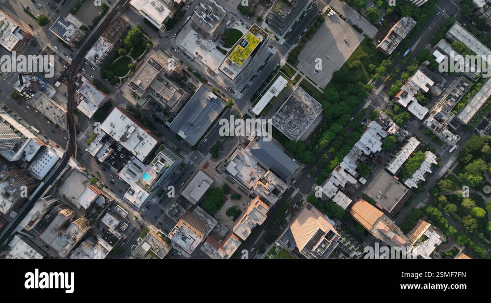Overhead aerial view of Chicago Downtown urban grid with streets Stock ...