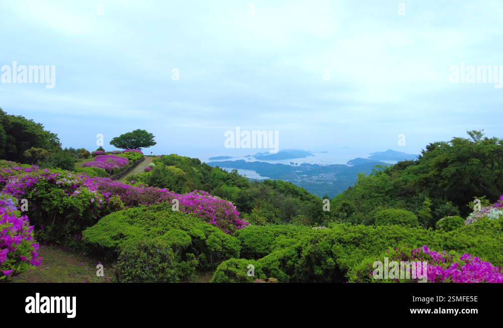 Landscape of Ise-Shima with islands from top of Mt. Asakuma, Japan. 4K ...