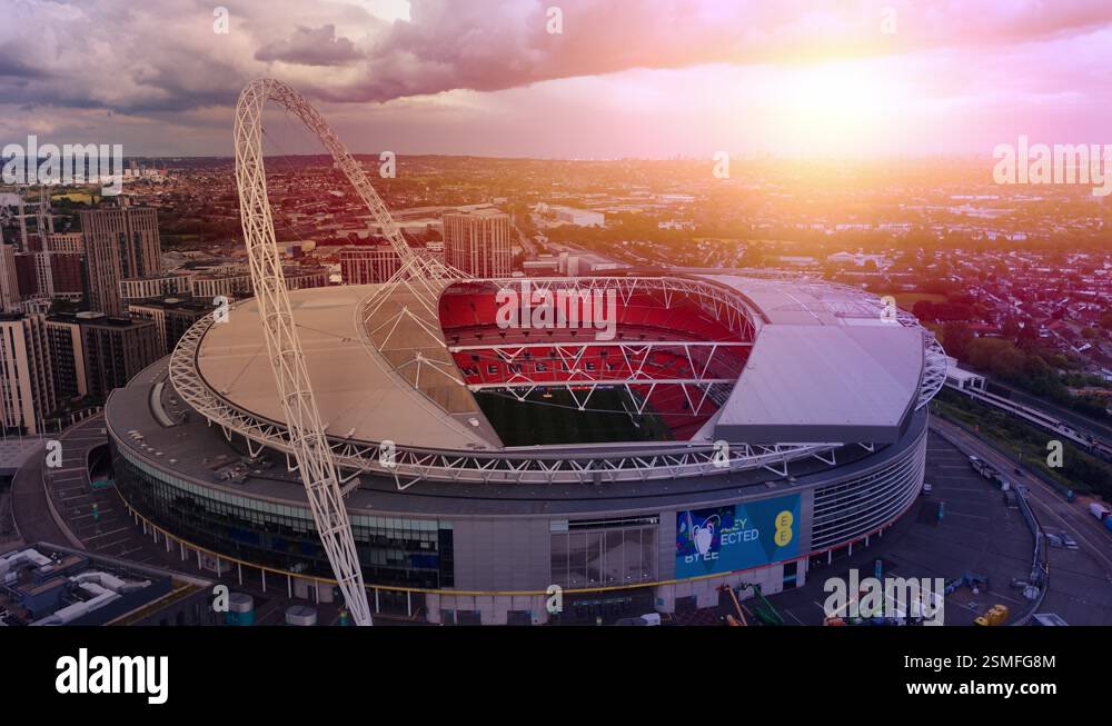 Wembley stadium London from above - aerial view over the famous ...